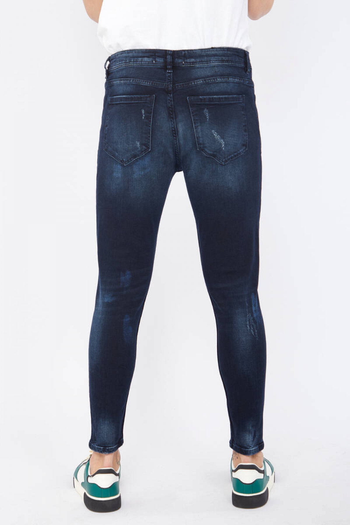 Blue White Erkek Skinny Ripped Patch Detaylı Jean Lacivert 200605799 | Flo