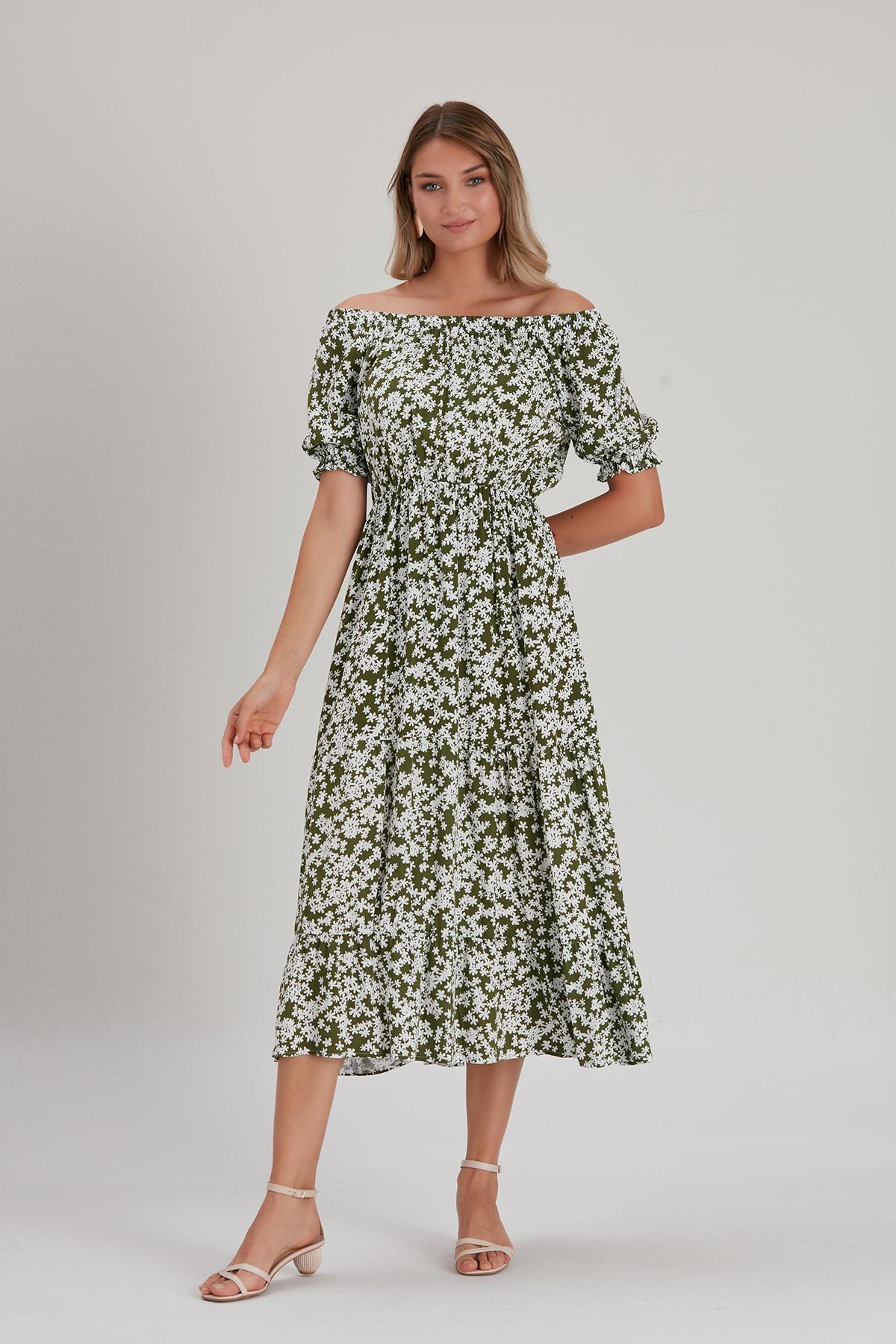 Alexander Gardi ALEXANDERGARDI CARMEN YAKA DESENLİ ELBİSE (B21-48300 ...