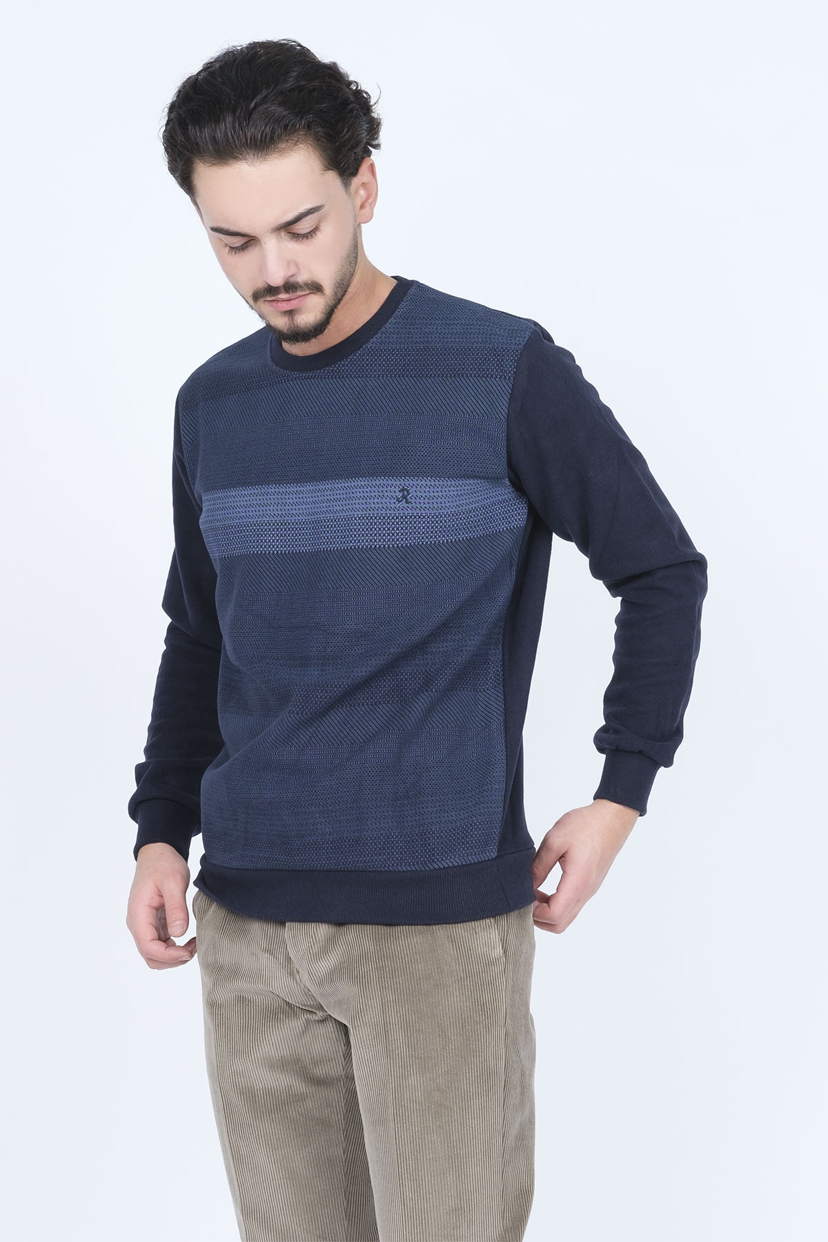 Erkek Bisiklet Yaka Desenli Triko Sweat 6743617 Lacivert Fiyatları | Flo