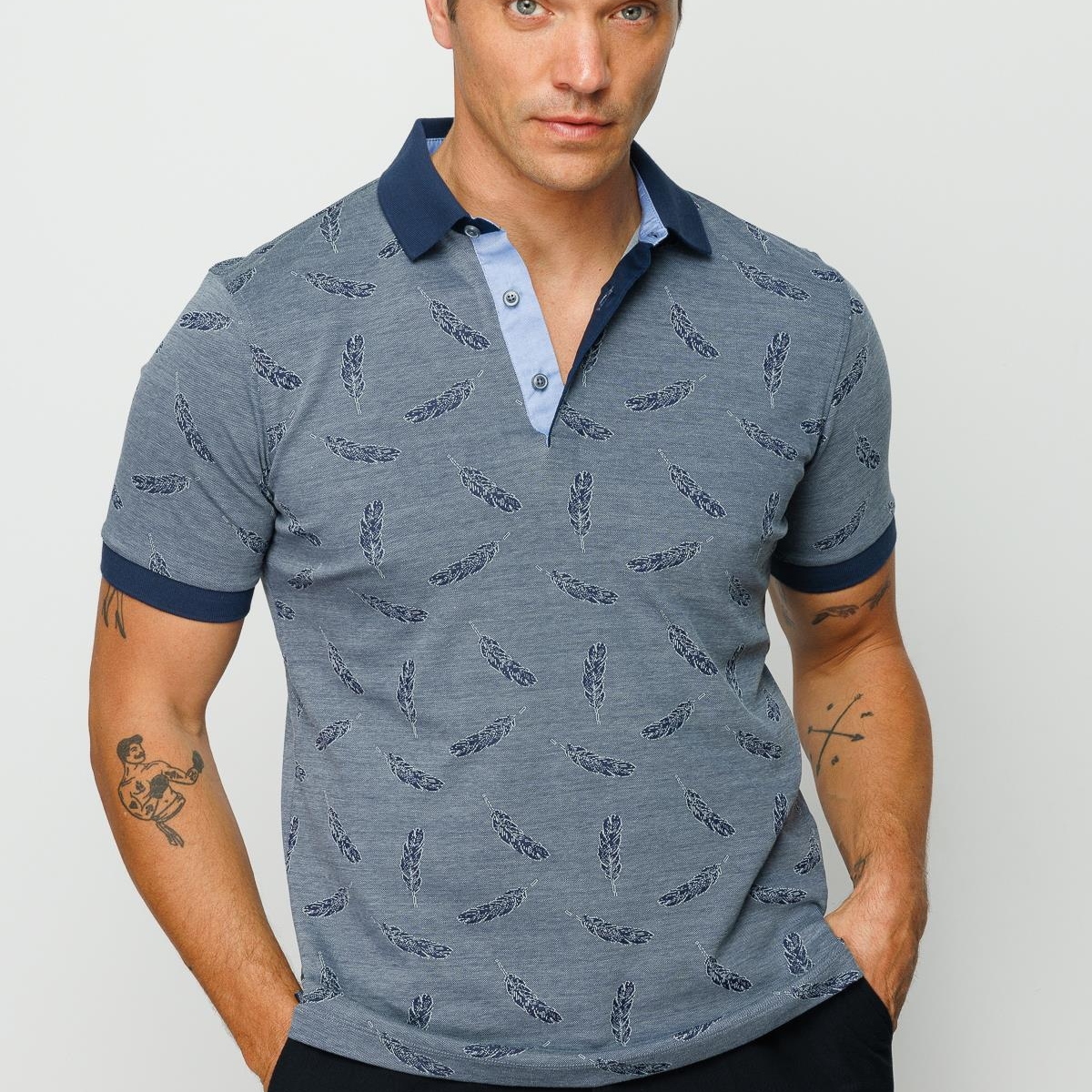 Erkek Polo Yaka Tüy Desenli T-Shirt 23825 Füme Fiyatları | Flo