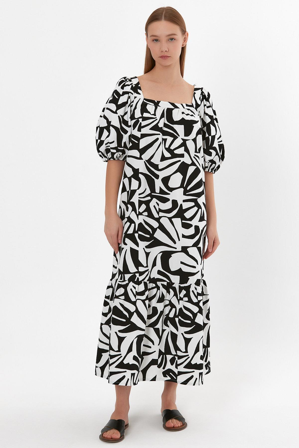 Alexander Gardi ALEXANDERGARDI DESENLİ KARE YAKA ELBİSE (B23-004 ...