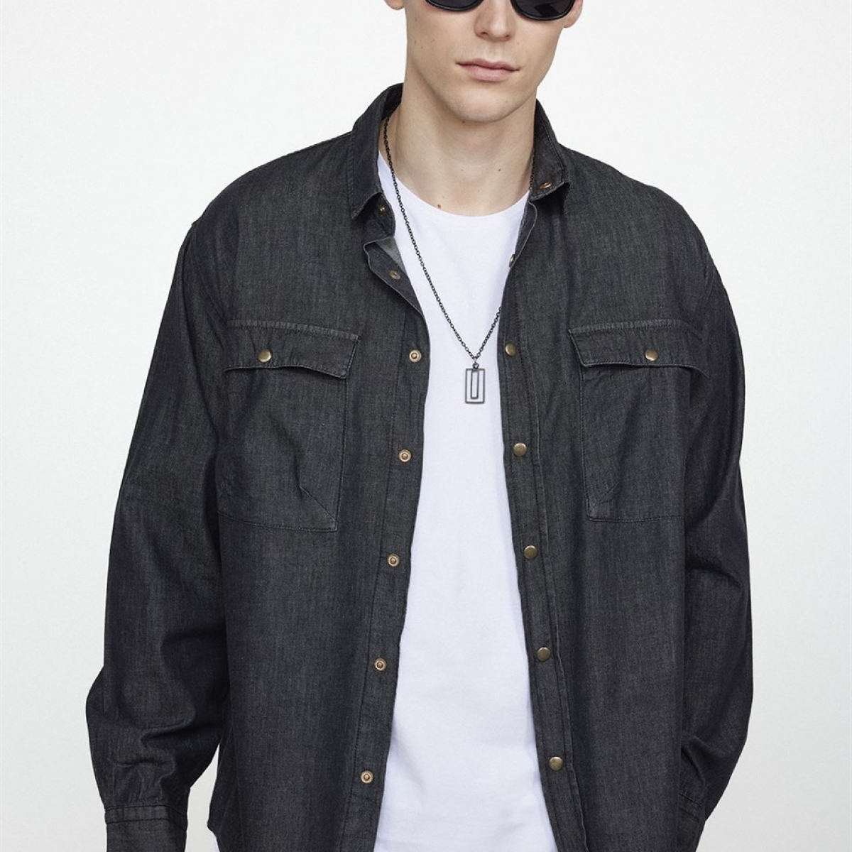 Relax Fıt Rahat Kalıp Çıtçıtlı Çift Cep Kapaklı Denım Erkek Siyah ...