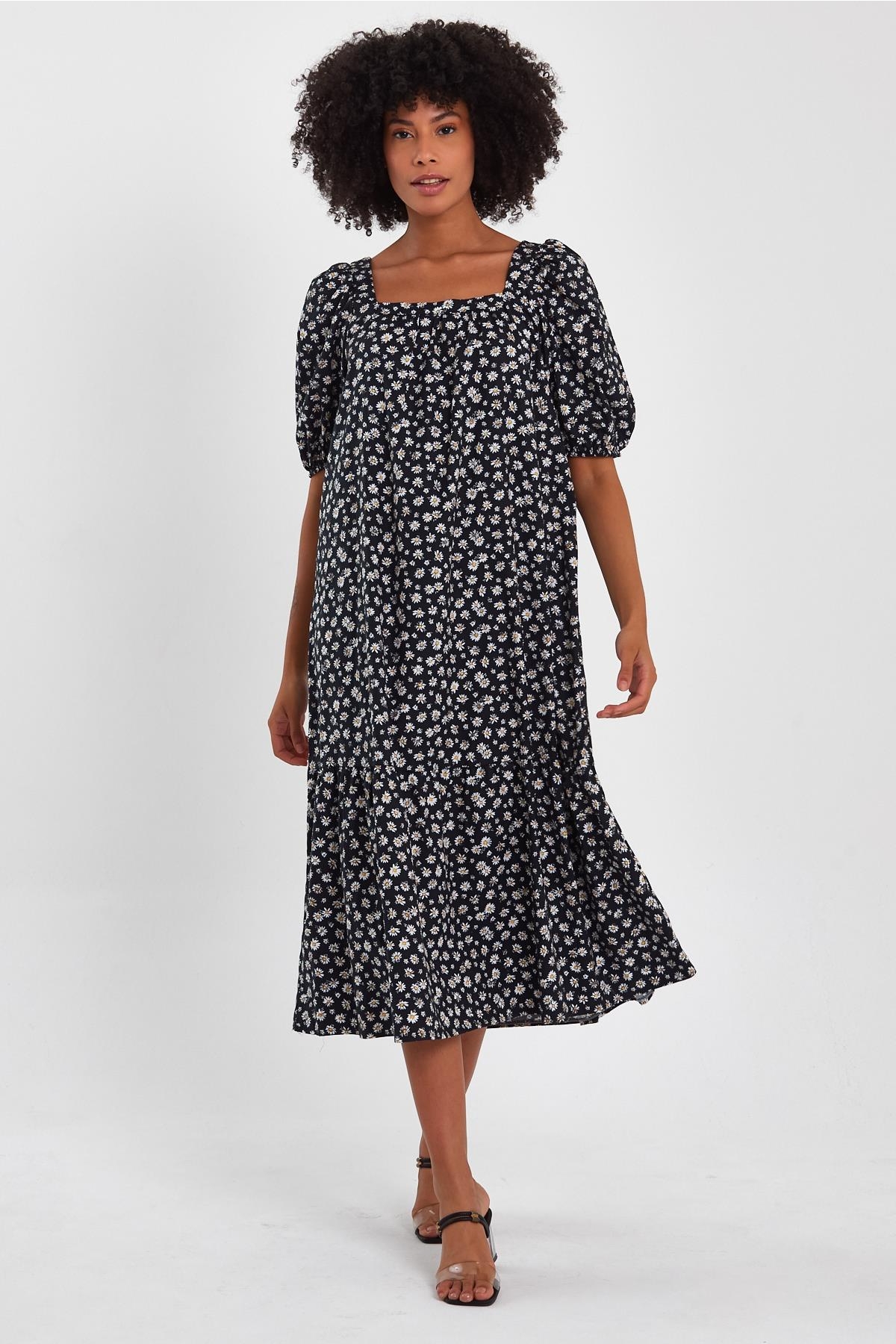 Alexander Gardi ALEXANDERGARDI DESENLİ KARE YAKA ELBİSE (B23-004 ...