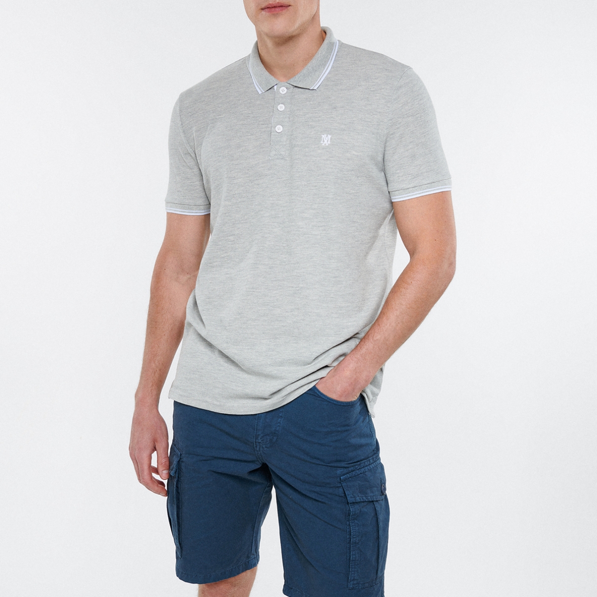 Mavi Yaka Detaylı Gri Polo Tişört 200240685 | Flo