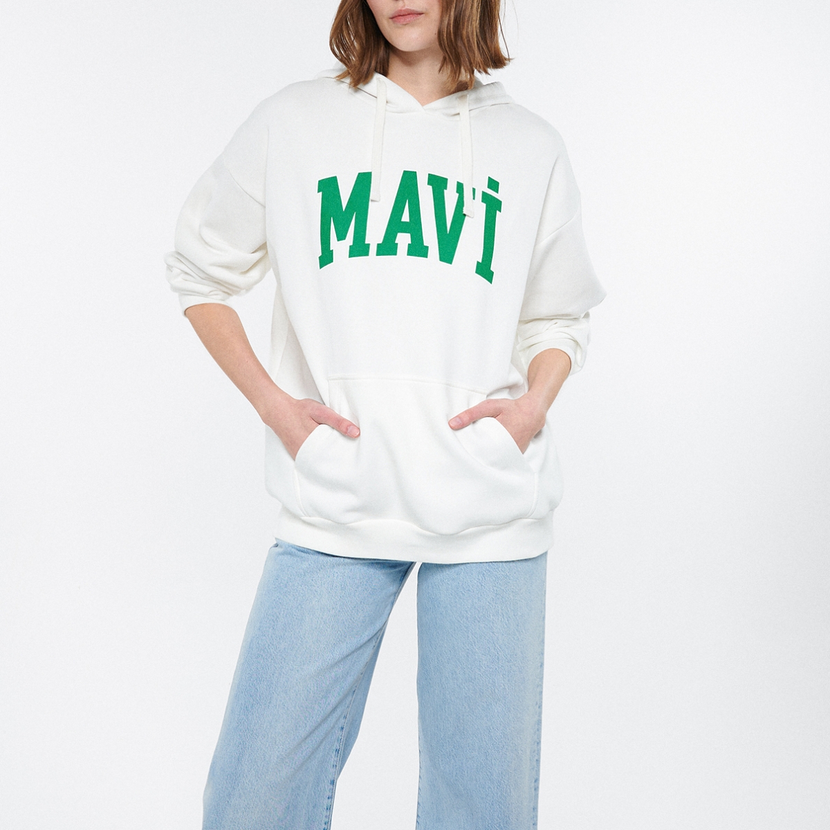 Mavi Logo Baskılı Kapüşonlu Beyaz Sweatshirt 200650054 | Flo Mavi Logo Baskılı Kapüşonlu Beyaz Sweatshirt 200650054 | Flo