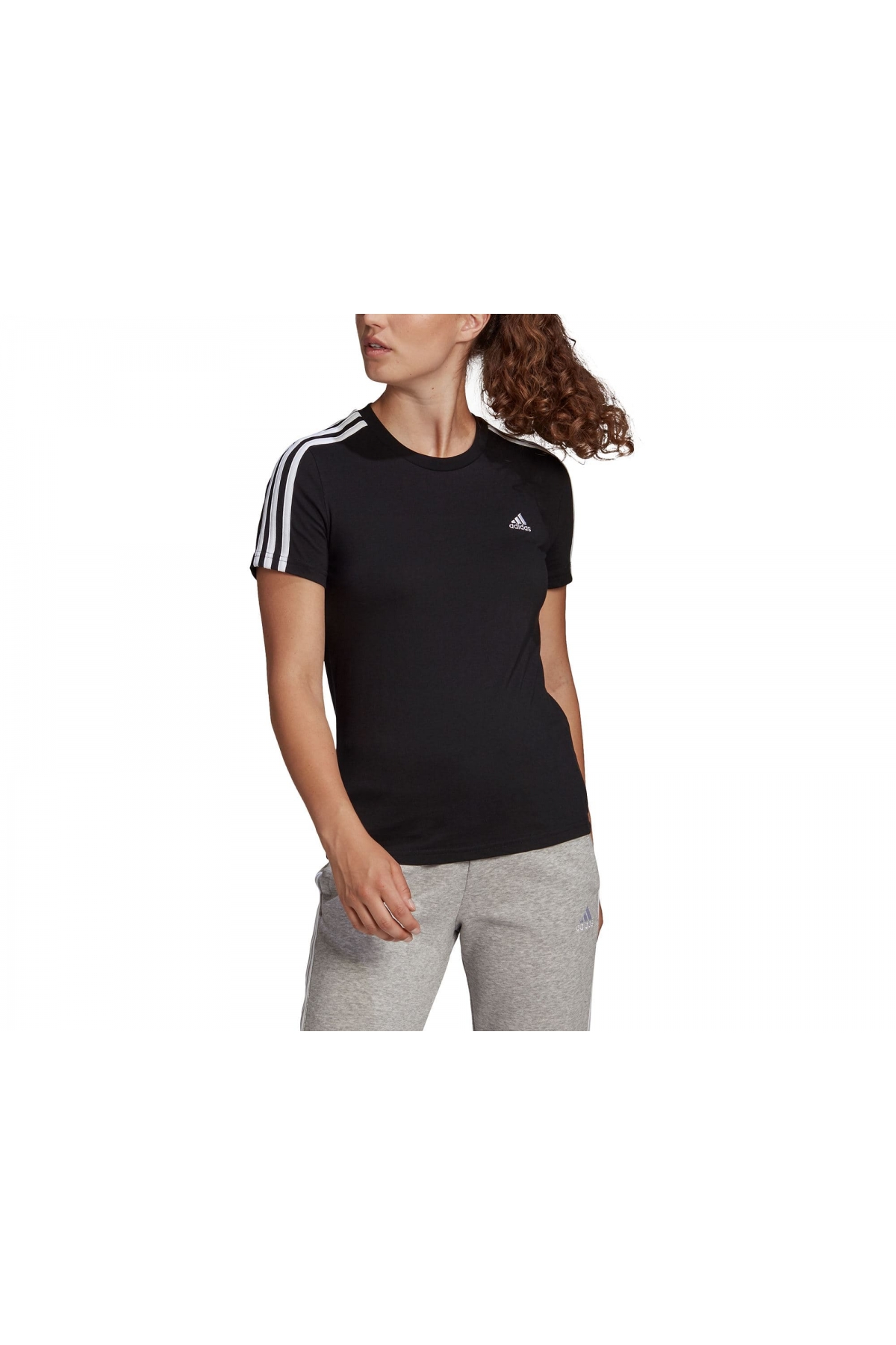 Loungewear Essentials Slim 3-Stripes Kadın Siyah Tişört (GL0784 ...