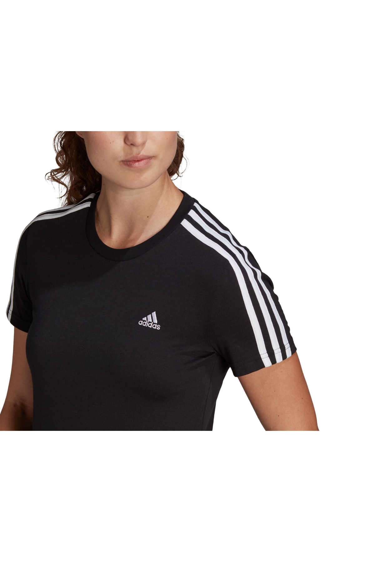 Loungewear Essentials Slim 3-Stripes Kadın Siyah Tişört (GL0784 ...