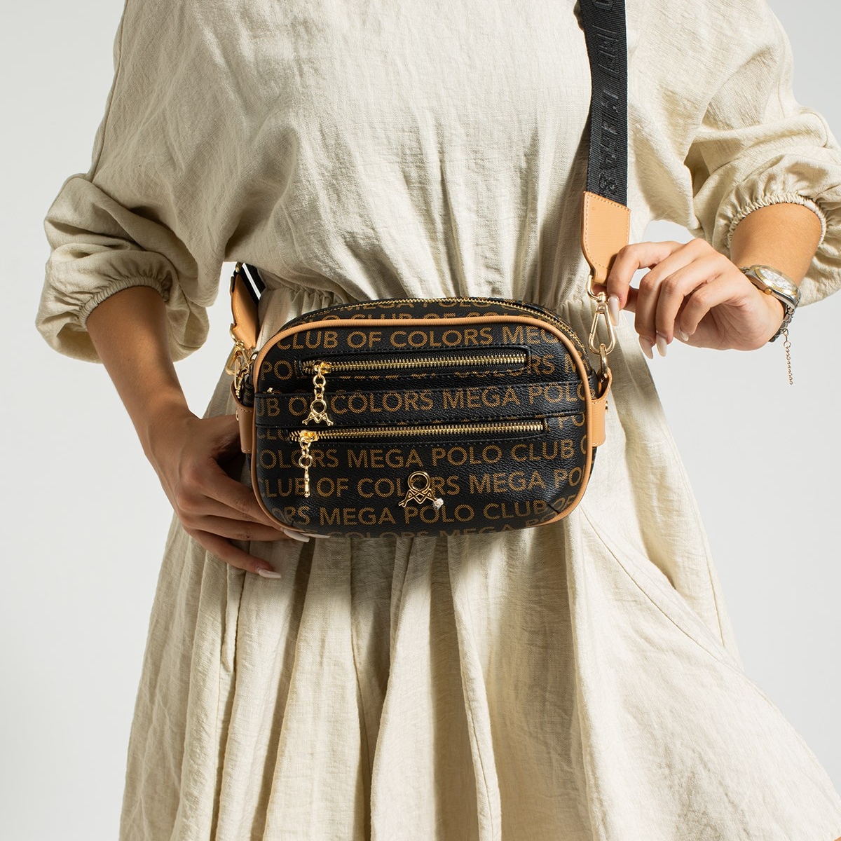 Paul Brand Monogram Baskılı Mini Boy 3 Bölmeli Kadın Çapraz Omuz ...