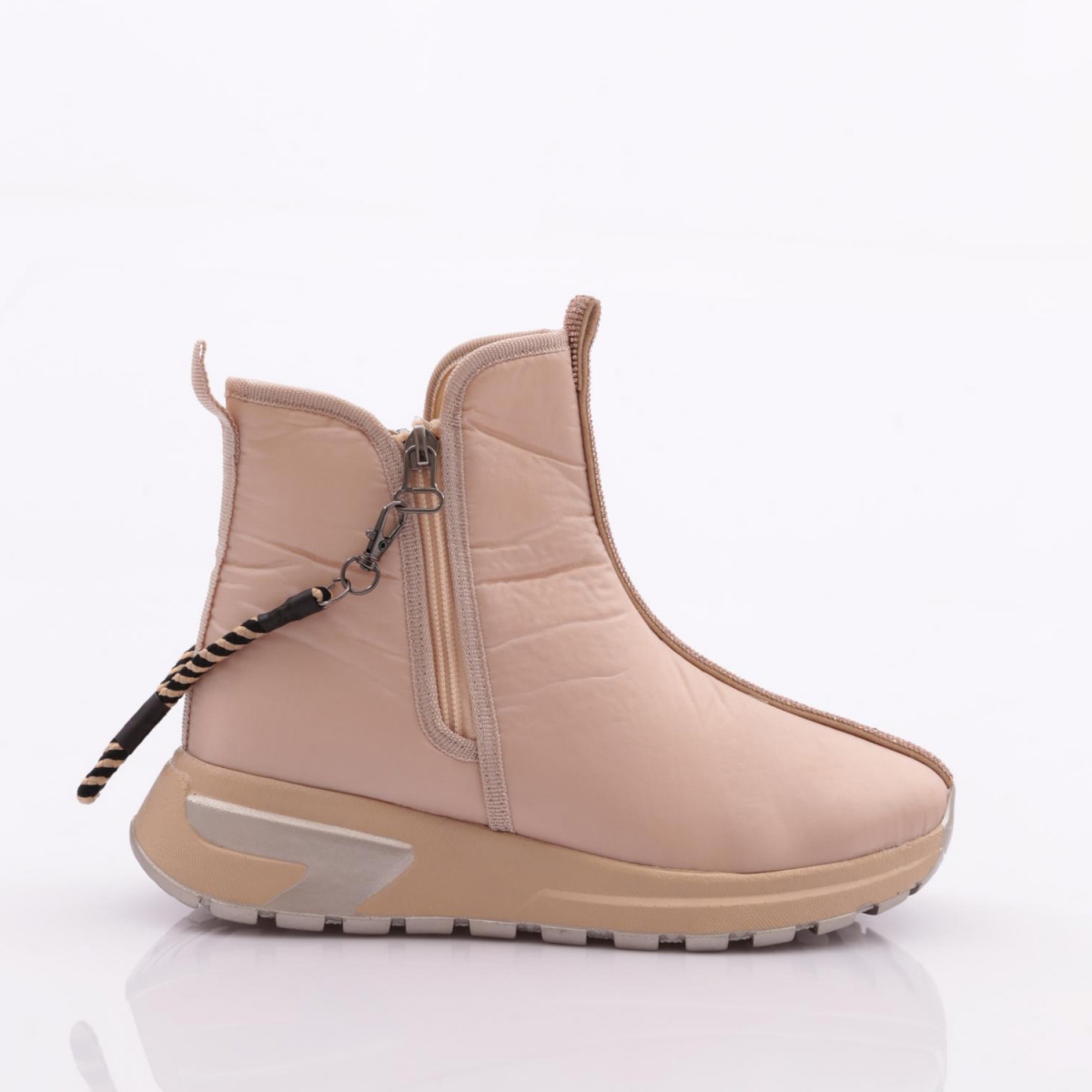 685-1-22K Kadin Kalin Taban Fermuar Detayli Silver Taşli Bot Fiyatları | Flo