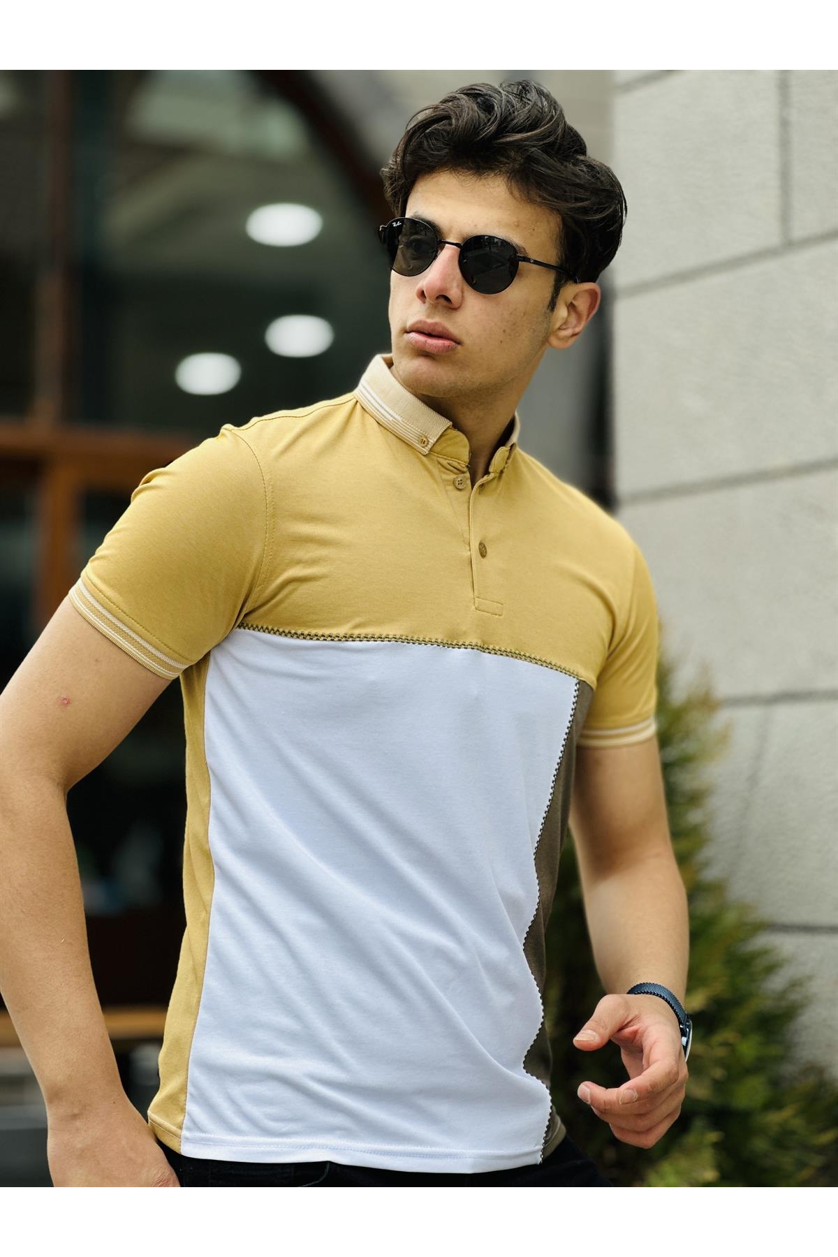Miron Etek Nakışlı Polo Yaka Kısa Kollu Tişört 41241-Hardal 201153538 | Flo