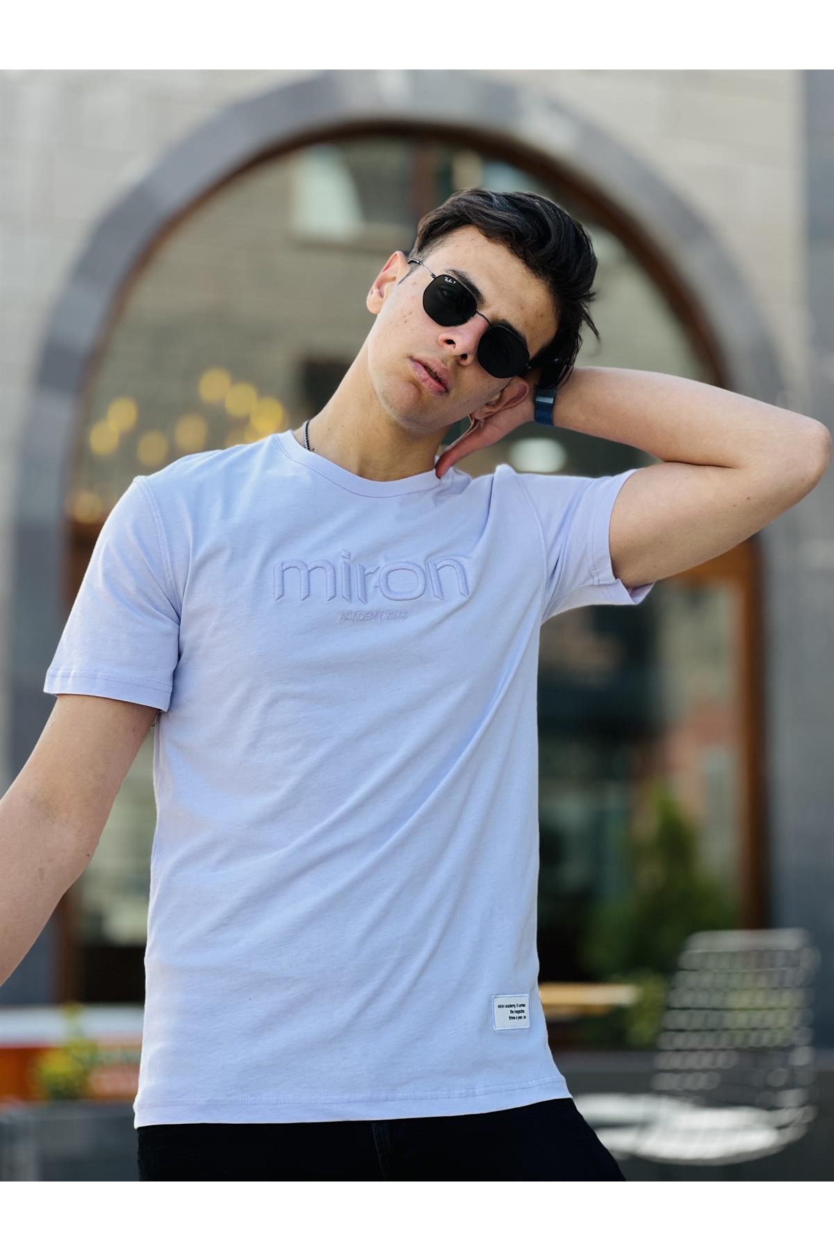 Miron Nakış Detaylı Kısa Kollu Tişört Regular Fit-Lila 201153834 | Flo