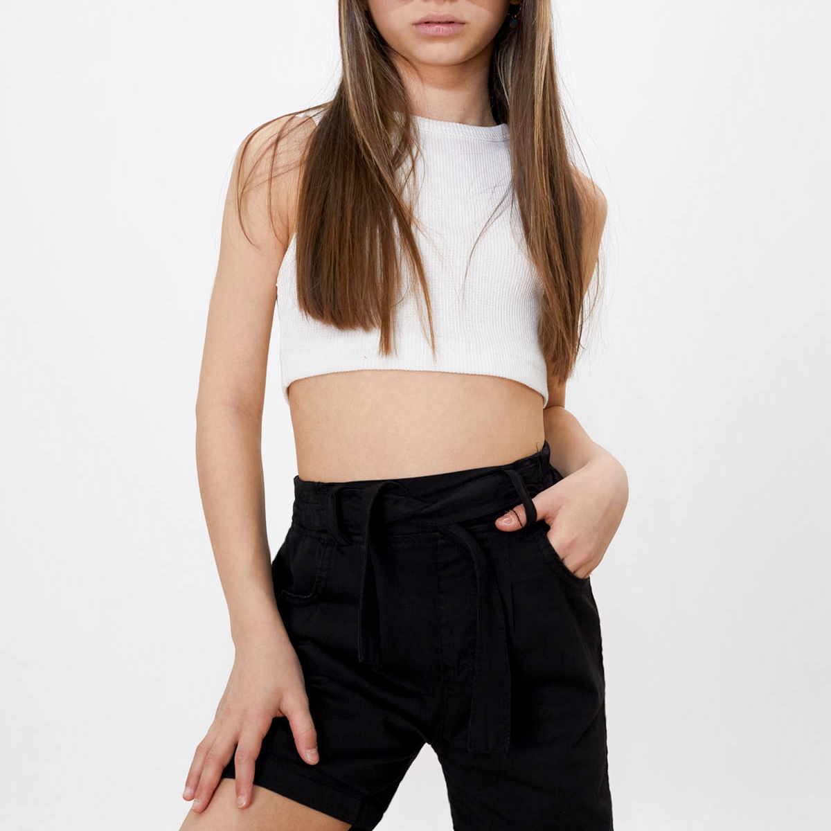 Siyah Beli Lastikli Kuşaklı Kız Çocuk Şort 18477 Fiyatları | Flo