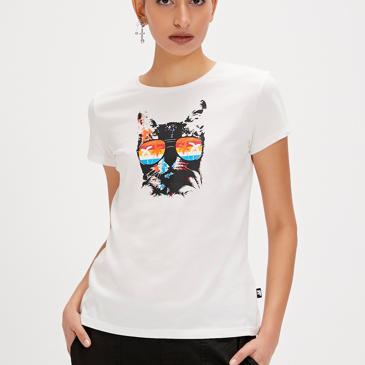 Cathy Beyaz Baskılı Kadın Tişört Fiyatları | Flo