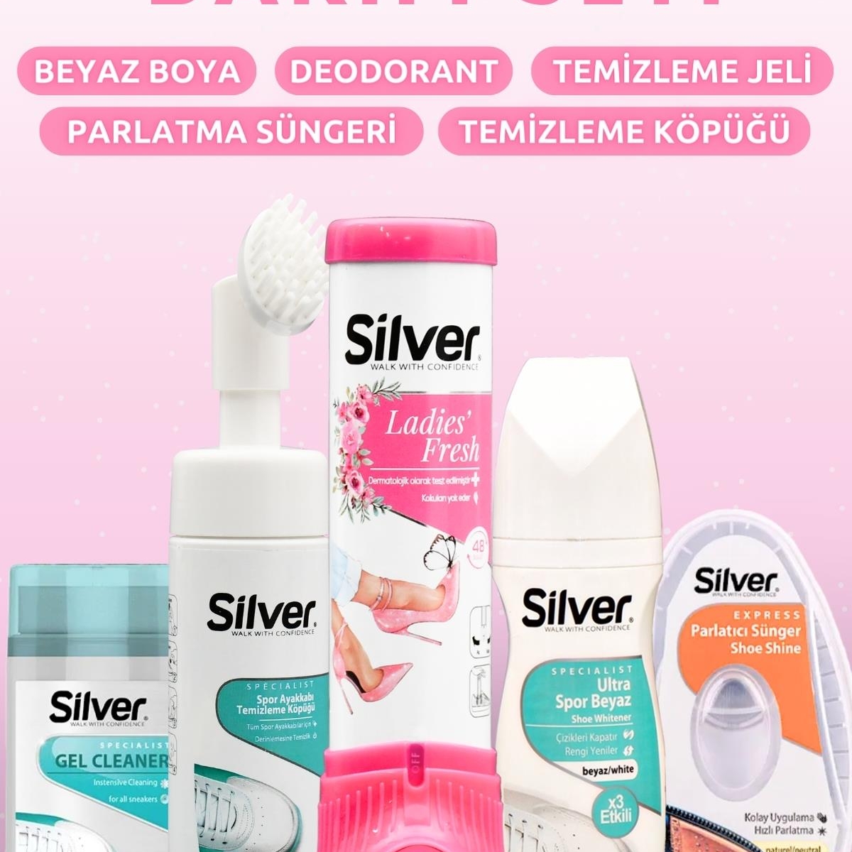 Kadın Ayakkabı Bakım Seti - Deodorant, Köpük, Ultra Beyaz Boya, Jel ...