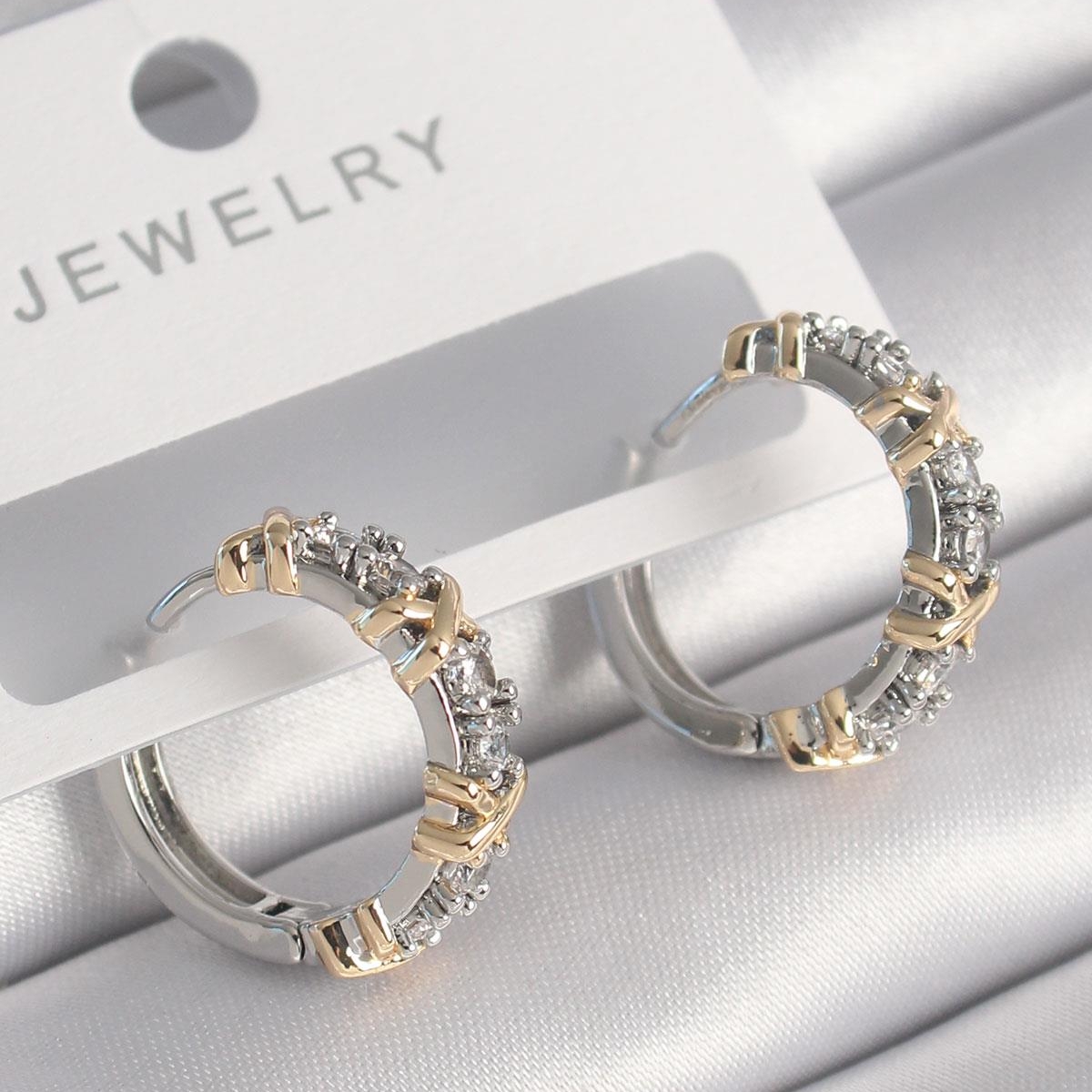 Bluefeet Pirinç Gümüş Renk Altın Detay Zirkon Taşlı Xoxo Halka Model ...