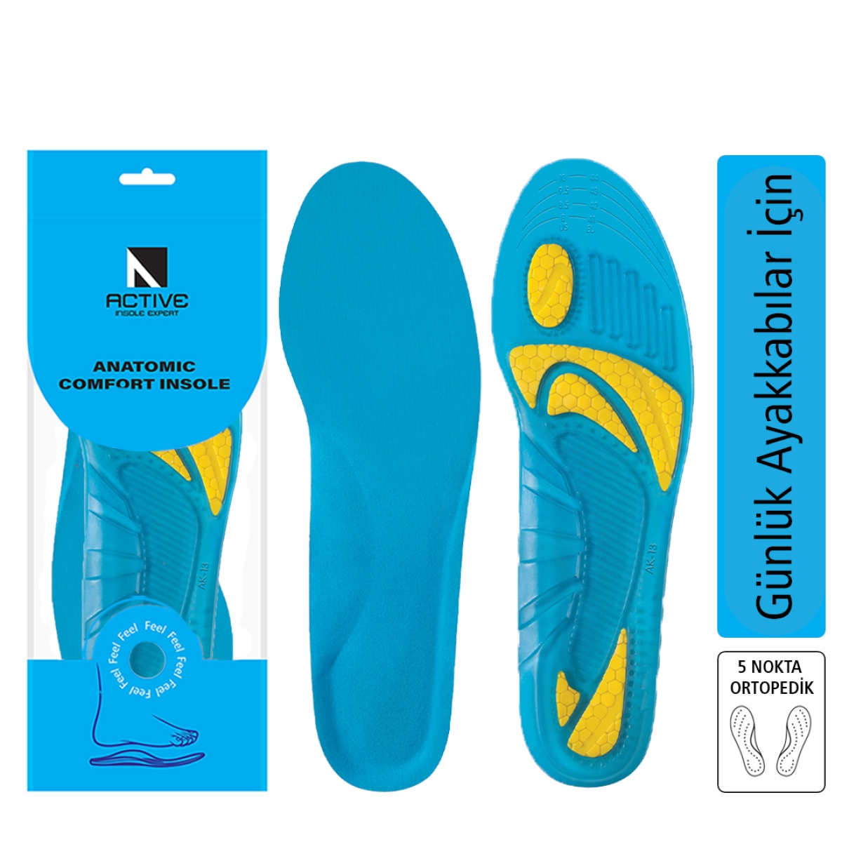 - Günlük Sneaker Ayakkabı Tabanlığı, Darbe Emici 5 Nokta Ortopedik Jel ...