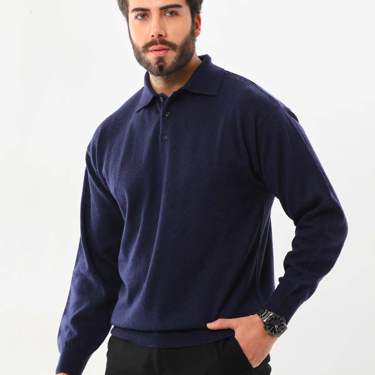 Erkek Polo Yaka Yün Kazak 4135 Lacivert Fiyatları | Flo