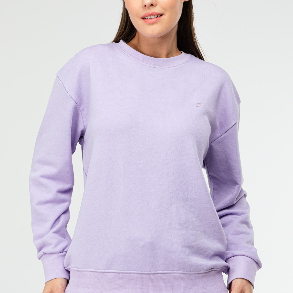 Lila Oversize Basic Pamuklu Bisiklet Yaka Uzun Kol Kadın Sweatshirt SC1241 Fiyatları | Flo