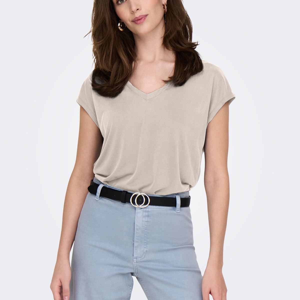 Kadın Onlhannah V Yaka Kısa Kollu T-Shirt 15326642 Taş Fiyatları | Flo