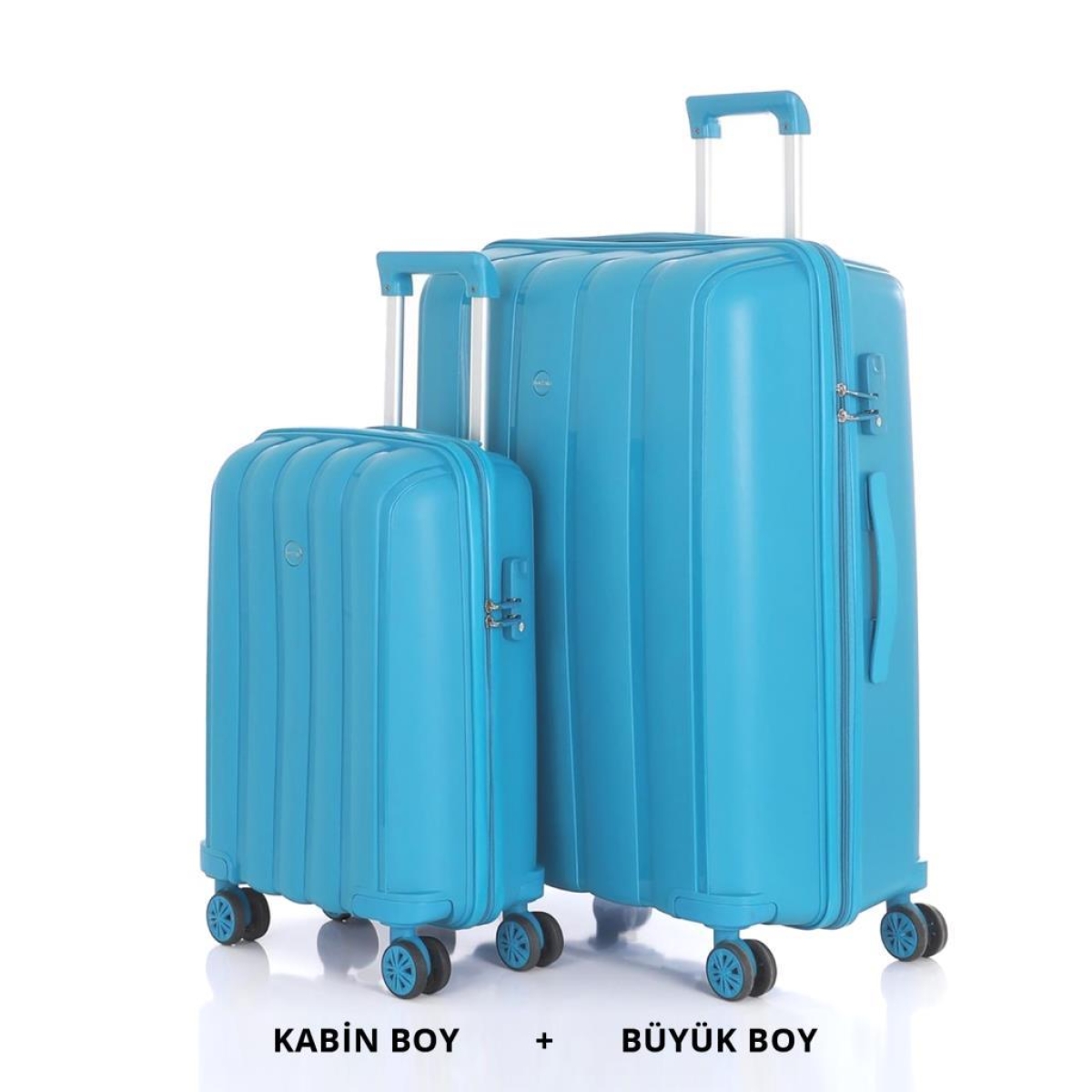 Bavul Büyük ve Kabin 2li Set Kırılmaz Silikon Valiz V305 AçıkMavi ...