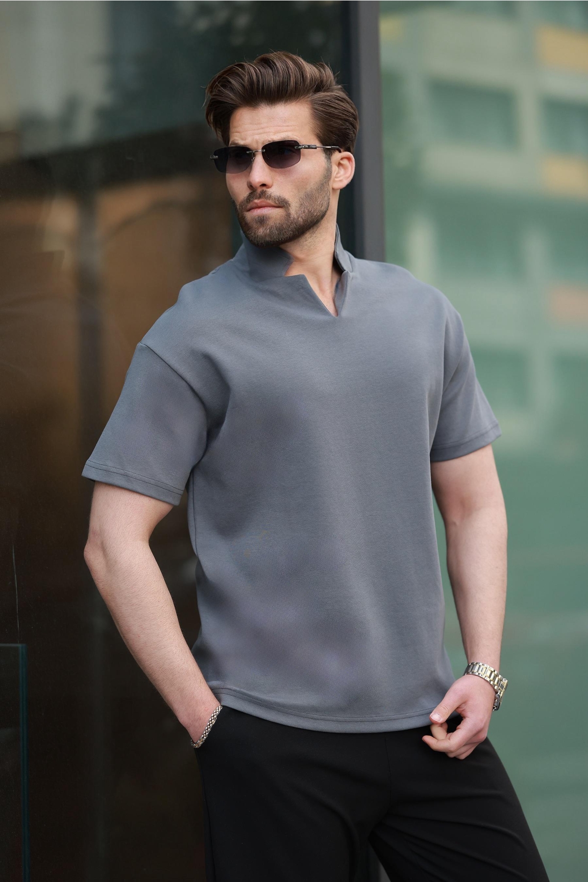 Füme Polo Yaka Erkek Basic T-shirt E7145 Fiyatları | Flo