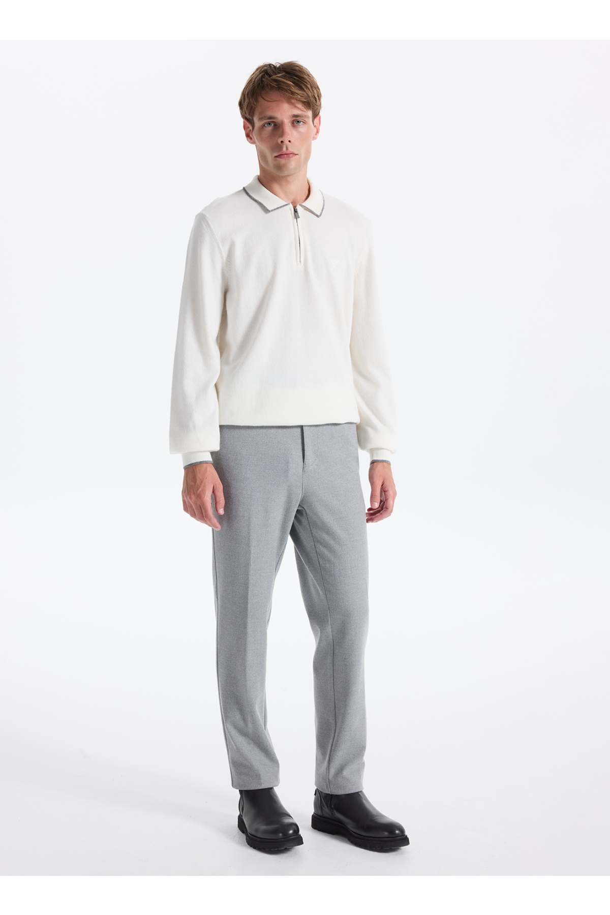 Polo Yaka Slim Fit Düz Ekru Erkek Kazak F5WM-KZK 2319 Fiyatları | Flo