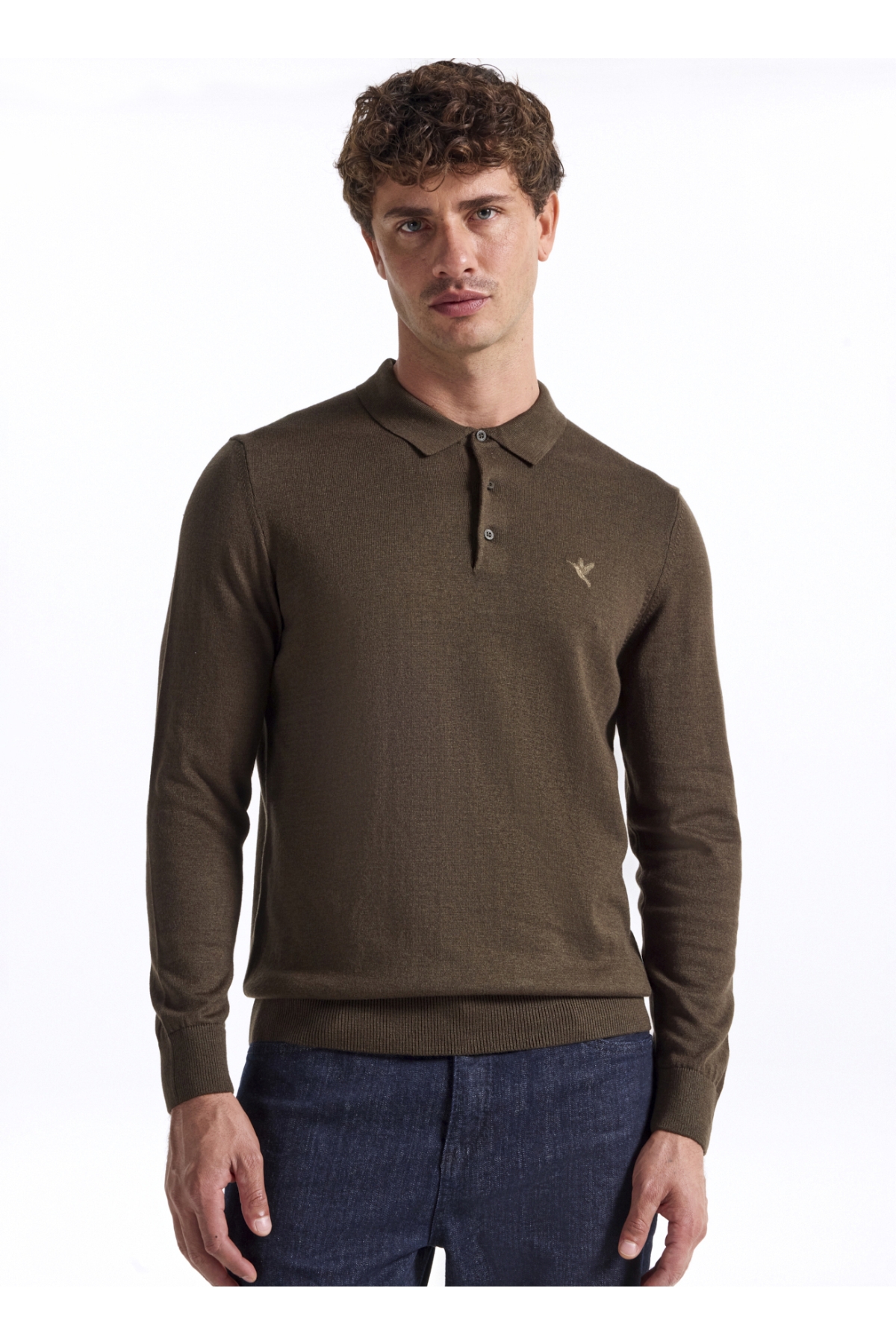 Polo Yaka Basic Düz Haki Melanj Erkek Kazak F5WM-KZK 2553 Fiyatları | Flo