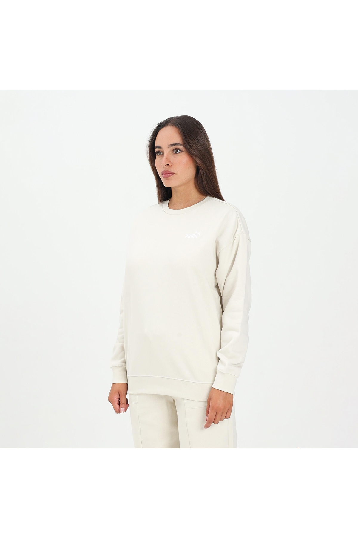 Essentials Small Logo Relaxed Kadın Bej Bisiklet Yaka Sweatshirt ...