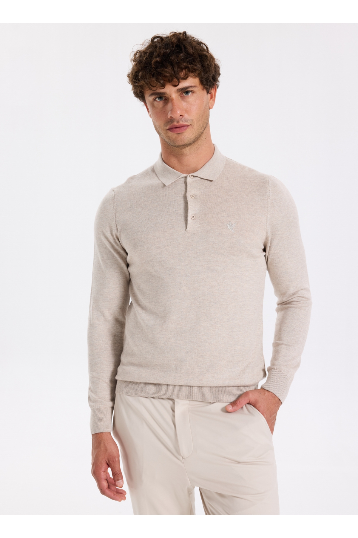 Polo Yaka Basic Düz Bej Melanj Erkek Kazak F5WM-KZK 2553 Fiyatları | Flo