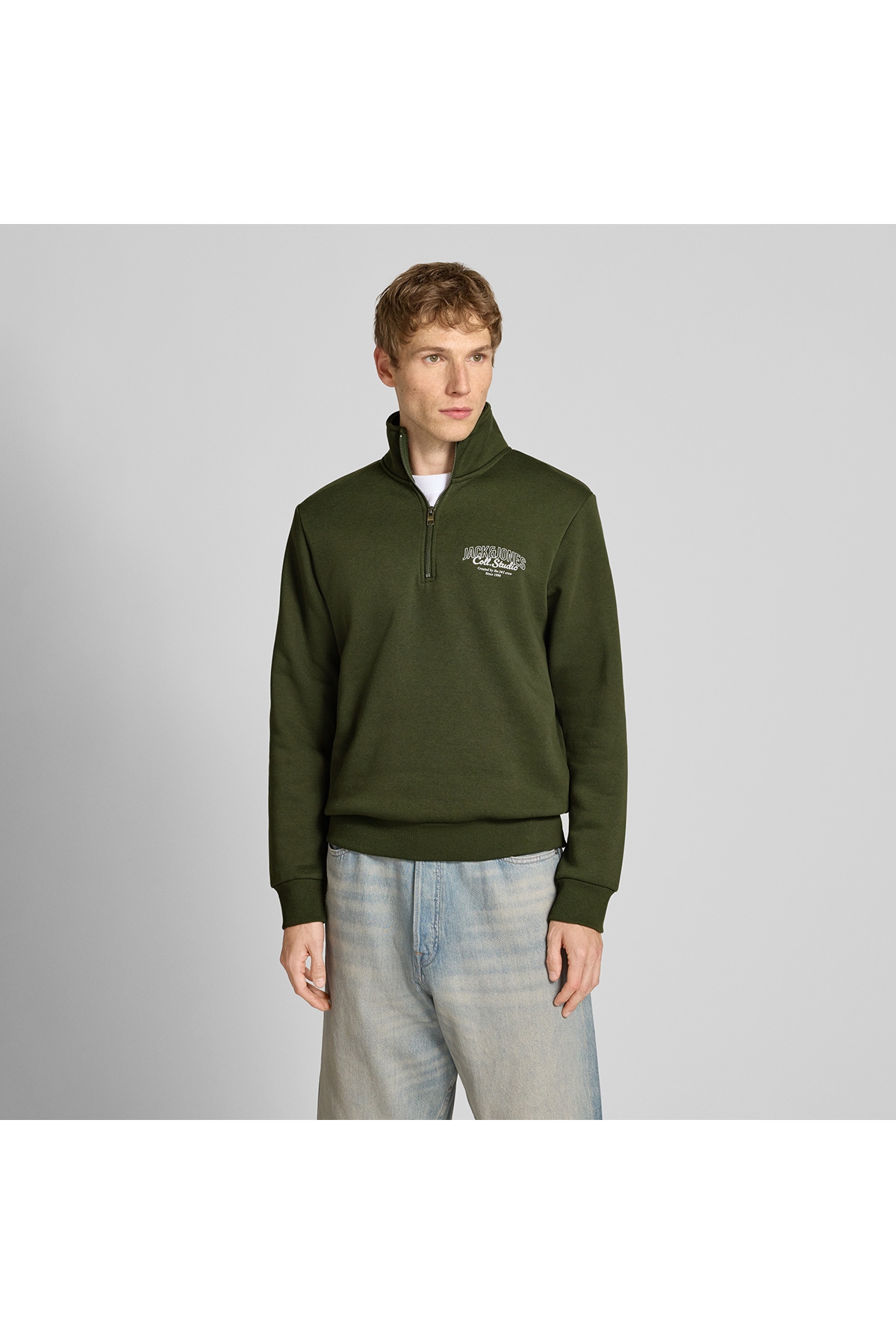 Jackandjones Makoto Half Zip Erkek Yeşil Dik Yaka Sweatshirt Fiyatları Flo
