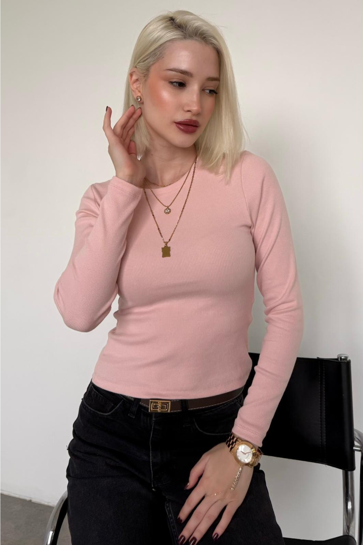 Pudra Bisiklet Yaka Slim Fit Kadın Body MG2564 Fiyatları | Flo