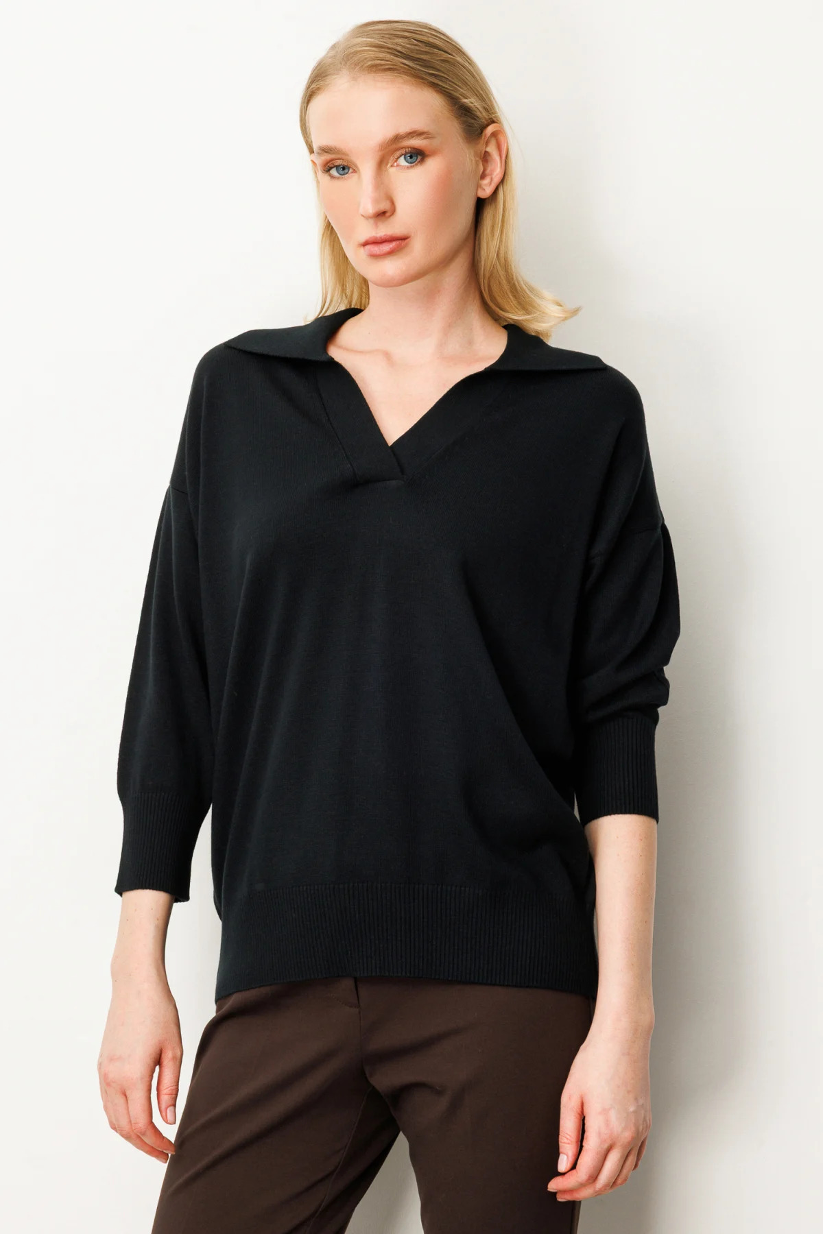 Kadın Truvakar Kol Triko Kazak 65301 Siyah Fiyatları | Flo