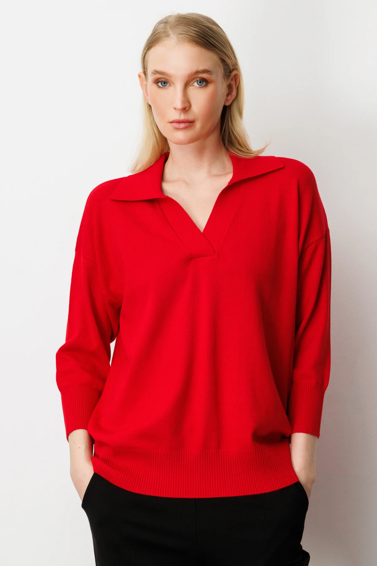 Kadın Truvakar Kol Triko Kazak 65301 Kırmızı Fiyatları | Flo